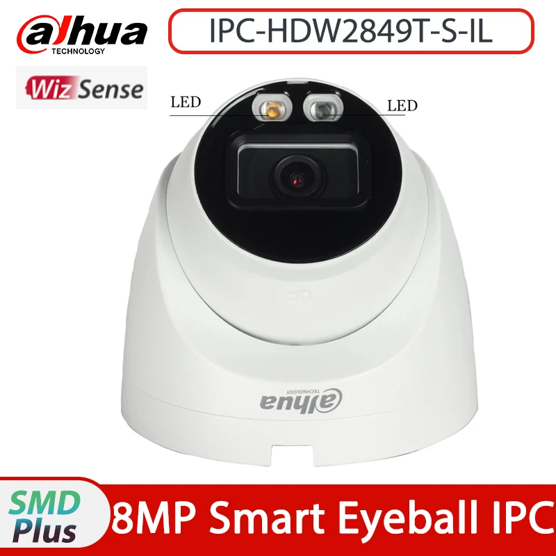 Dahua IPC-HDW2849T-S-IL 8MP H.265 Smart Dual Light Full color Fixed-focal Eyeball Dome WizSense ...
