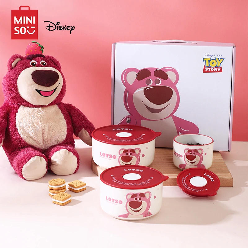 Miniso-Disney-Lotso-Ceramic-Bowl-With-Lid-Cartoon-Anti-Scald-Noodle ...