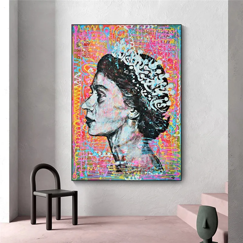 Graffiti-Queen-Elizabeth-II-Street-Art-Painting-Print-On-Canvas ...