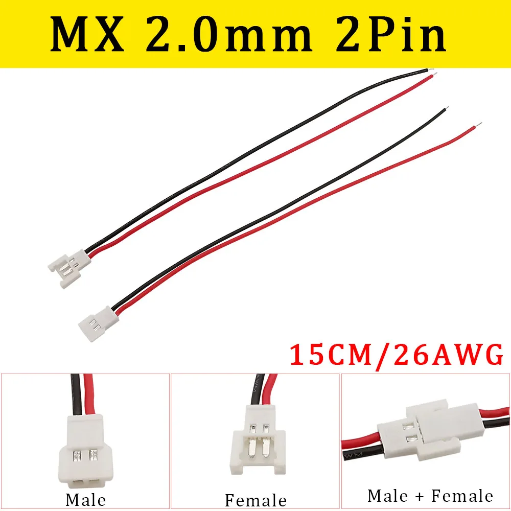 5Pair-10Pcs-MX-2-0mm-Pitch-2Pin-Wire-Cable-Connector-Aerial-Docking-MX ...