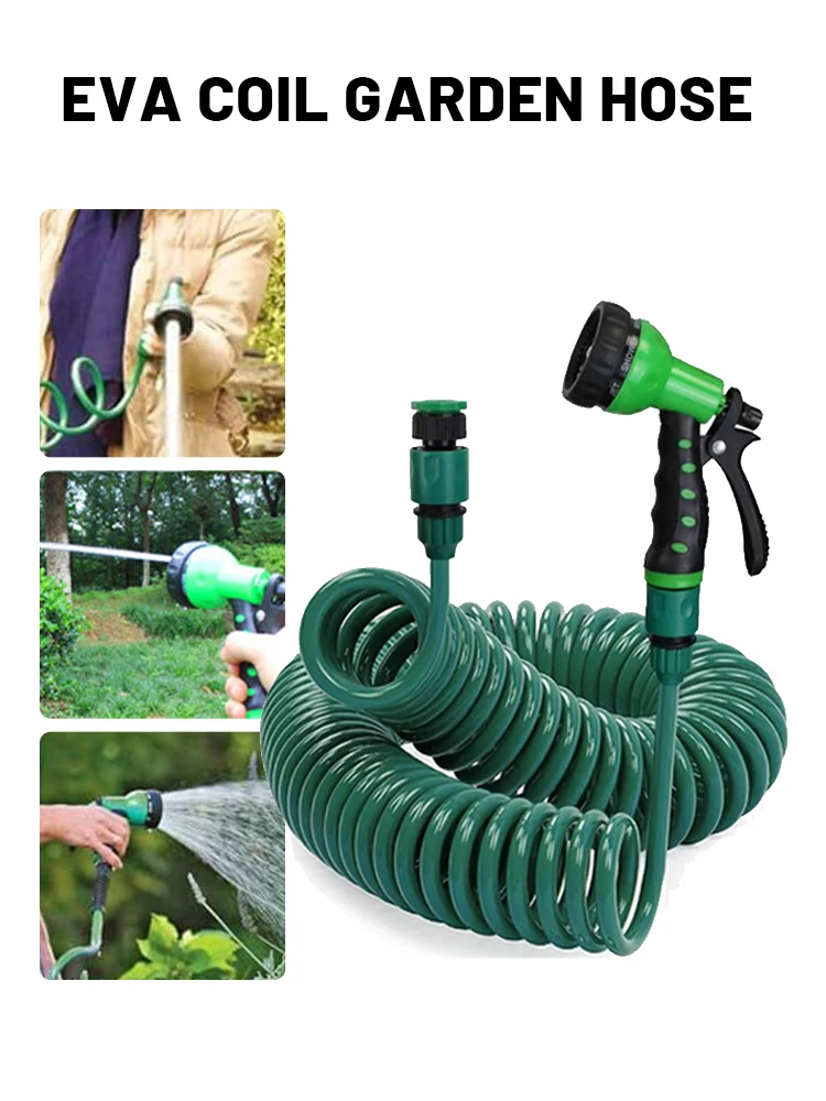 50 feet/30m Garden EVA Coil Hose Explosion-Proof 3/4-inch Connector ...
