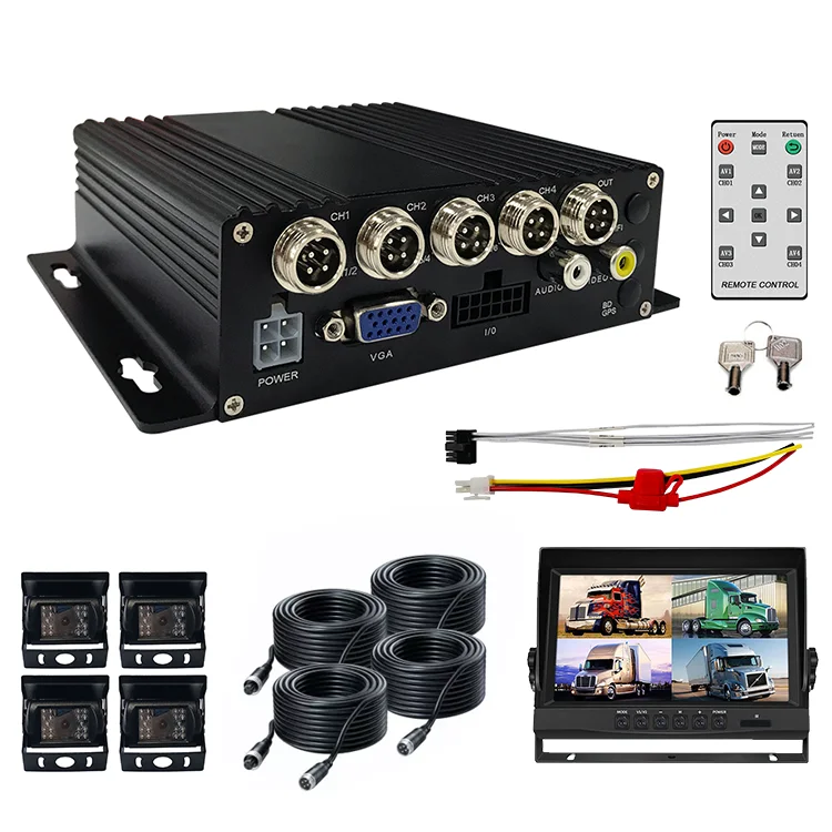 Full-set-4-channel-SD-Car-mobile-Video-Recorder-basic-black-box-AHD ...