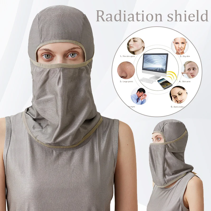 Electromagnetic-Radiation-Protection-Face-Mask-Full-Silver-Fiber-Head-Hood-Mobile-Phone-Computer ...