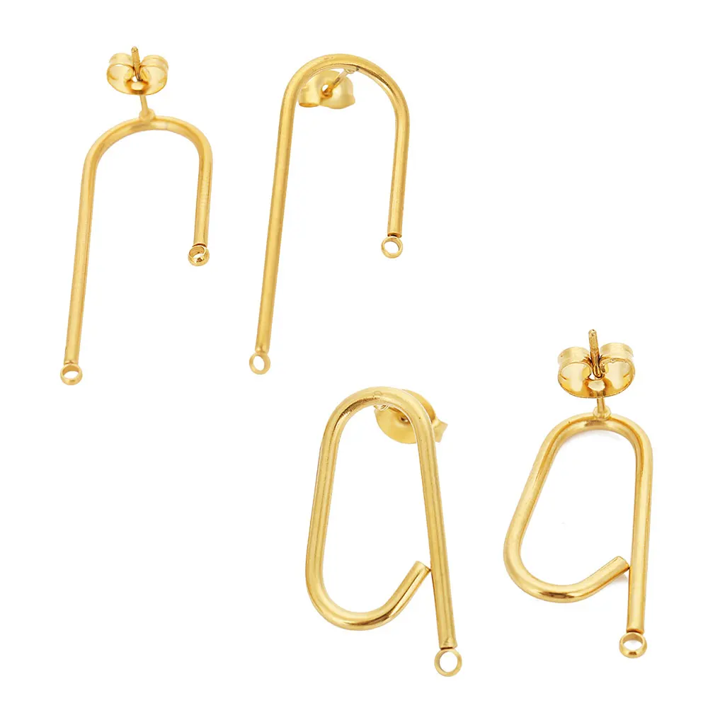 10Pcs-Stainless-Steel-U-Shape-Long-Earrings-Base-Post-Connectors ...