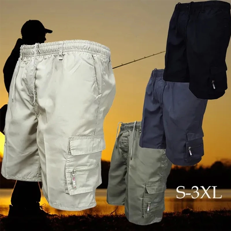 Summer-Loose-Pockets-Men-Cargo-Shorts-New-Work-Casual-Short-Pant-Plus ...