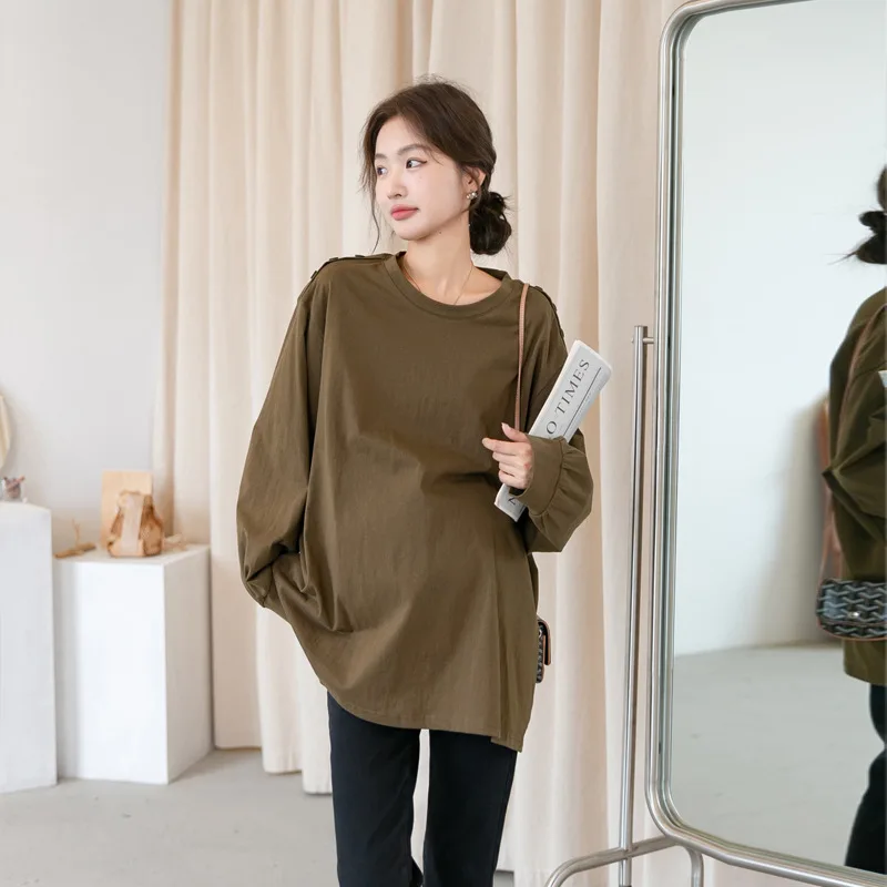 Spring-and-autumn-pregnant-Korean-version-mid-length-maternity-T-shirt ...