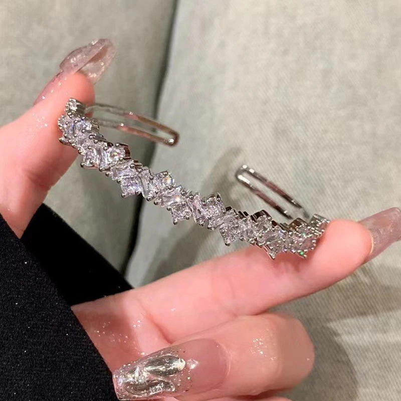 Silver-Plated-Full-Rhinestone-Open-Bangle-For-Women-2023-New-Design ...