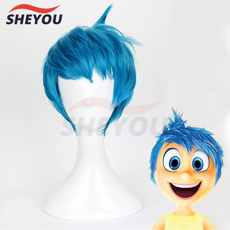 Peluca-de-pel-cula-Inside-Out-Joy-pelo-corto-azul-resistente-al-calor ...