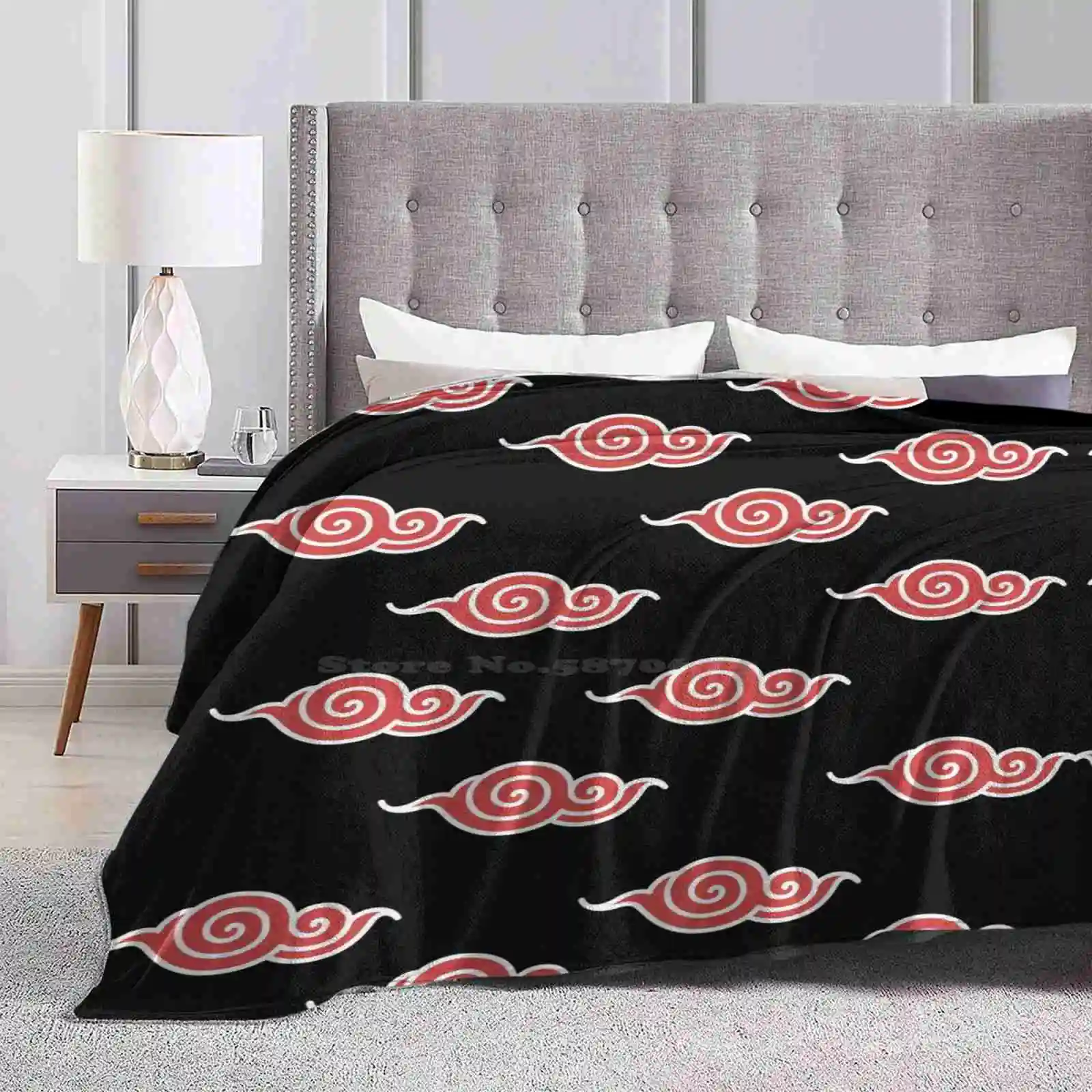 Red-Cloud-Japanese-Pattern-Anime-Blanket-Soft-Warm-Travel-Portable ...