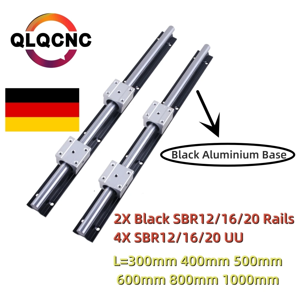 2Set-Black-SBR12-SBR16-SBR20-Linear-Guide-Rails-300-400-500-600-800 ...