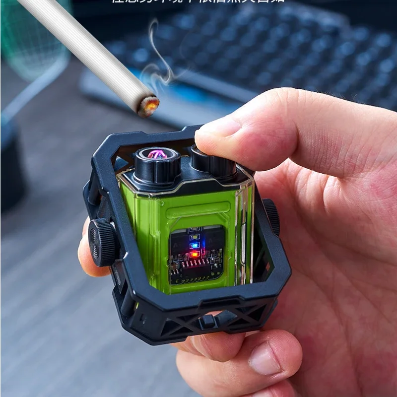 2023-Cool-LED-Light-Gyro-Lighter-Mecha-Style-Metal-Decompression ...