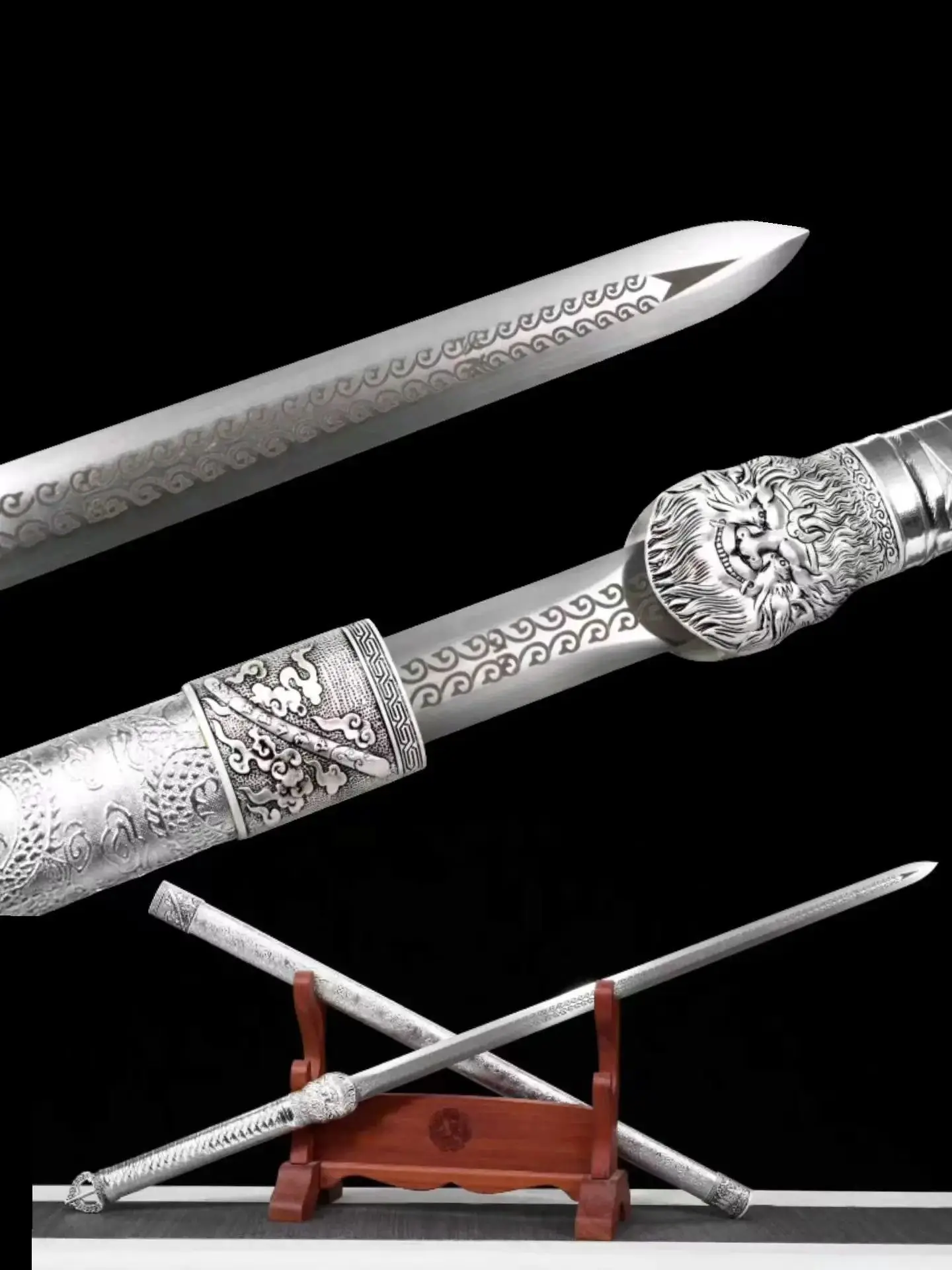 Chinese-Kungfu-Silver-Scale-Battle-Sword-Real-Multi-Refined-Spring ...