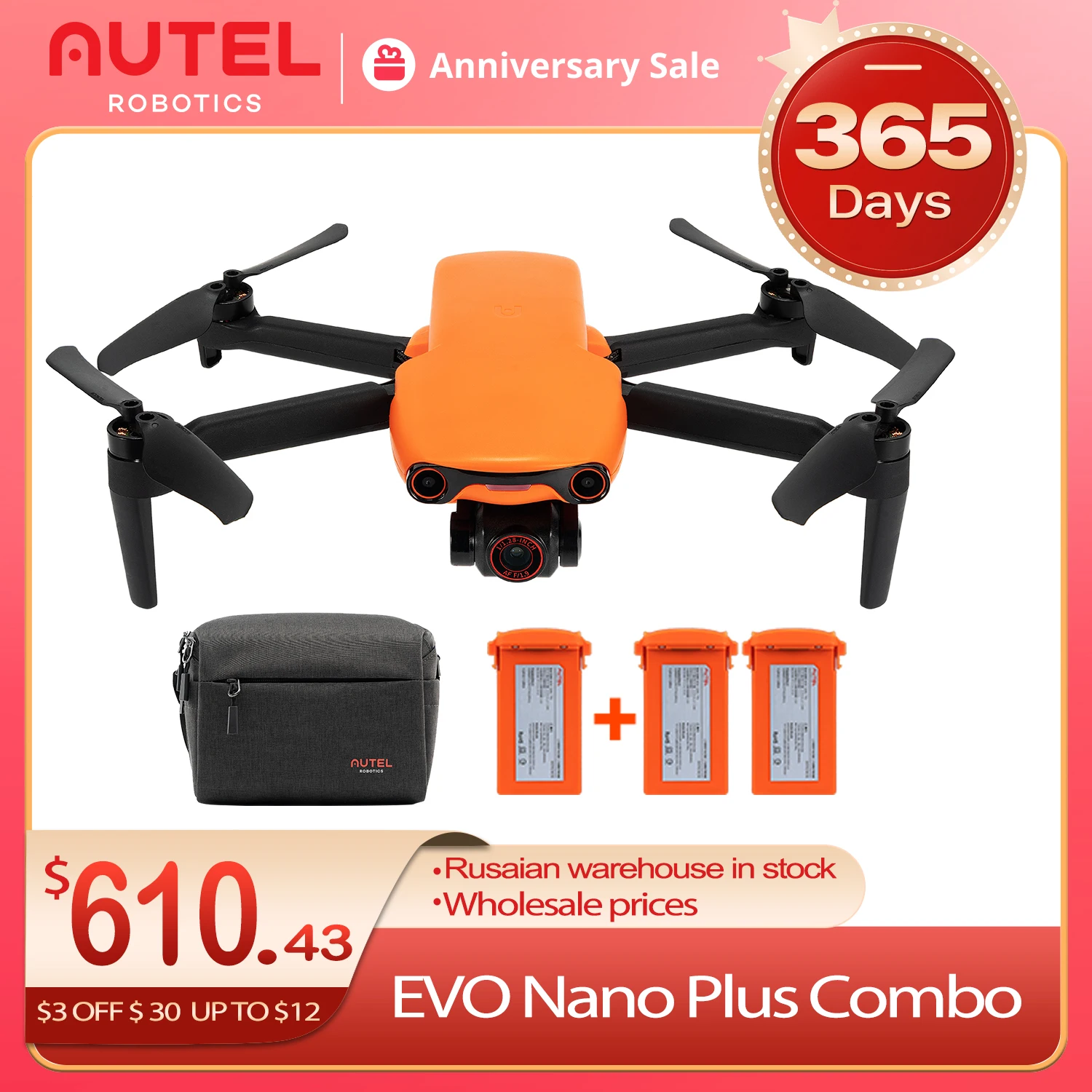 Autel Robotics Camera Drone, EVO Nano +, 4k @ 30 fps, Profissional, 1/1 ...