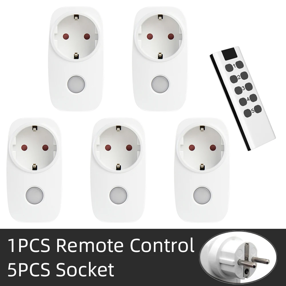 Universal 433 mhz Remote Control Smart Plug 15A EU French Socket ...