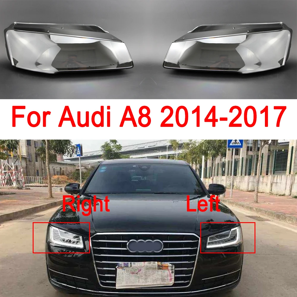 For Audi A8 D4 2014-2017 Car Front Transparent Cover Lampshade Headlamp ...