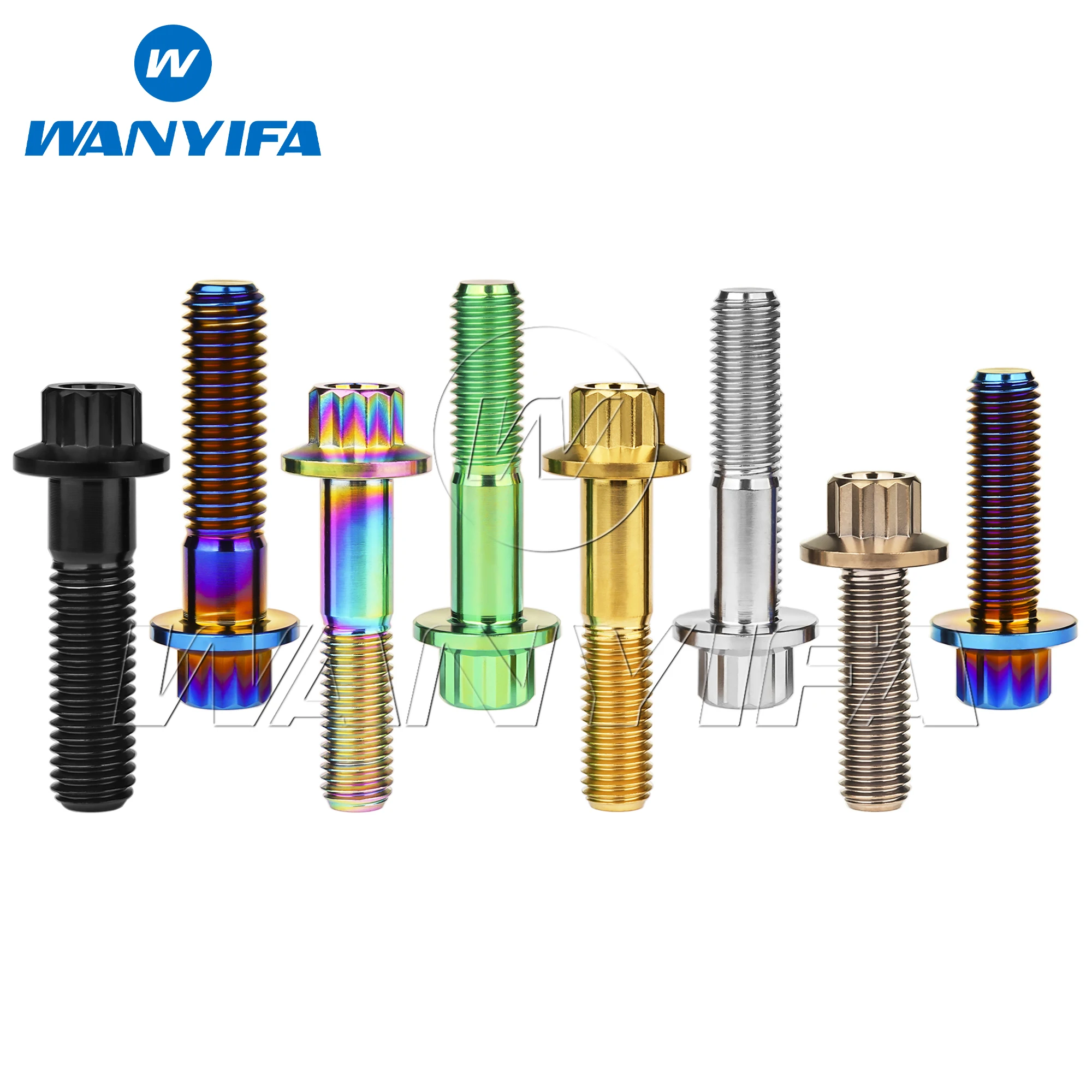 Wanyifa Titanium Bolt M7/M8x24 32mm Flange 12-Point Head Screw Car ...