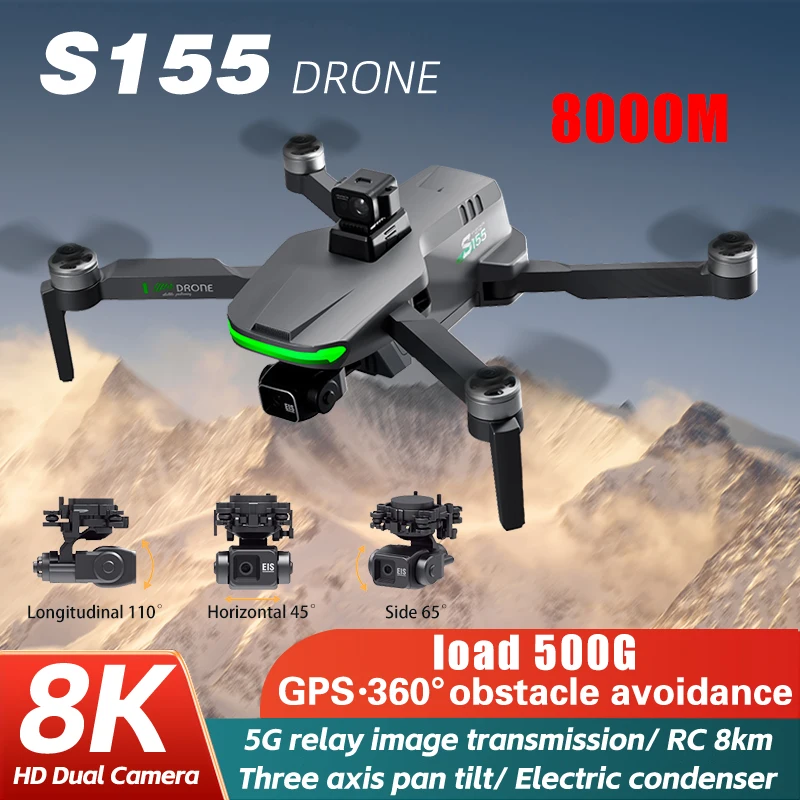 S155-Professional-Drone-8K-HD-Camera-5G-WiFi-3-Axis-Anti-Shake ...