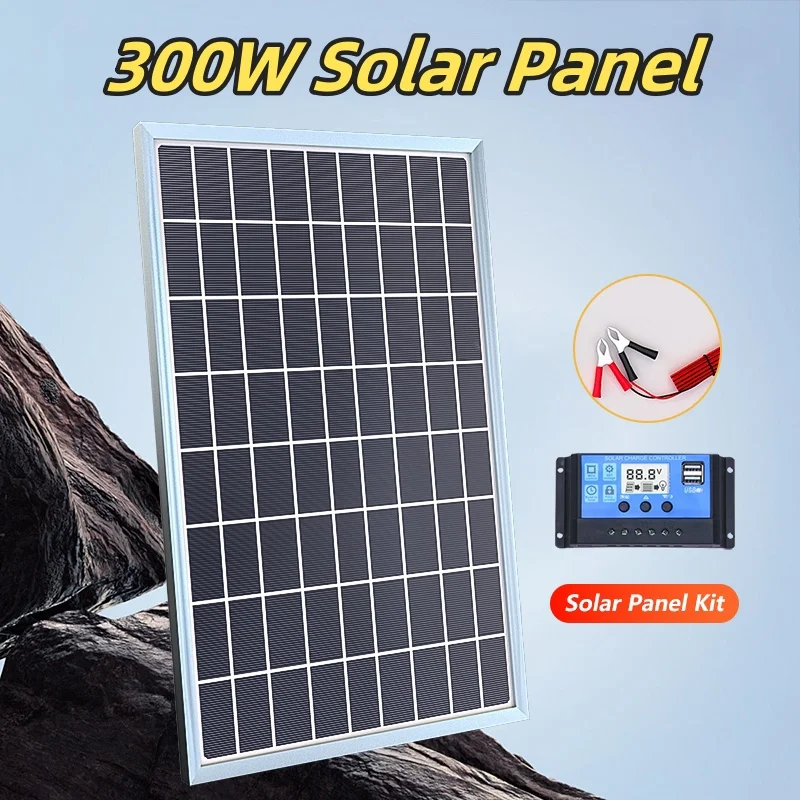12V-Solar-Panel-Kit-Complete-600W-Capacity-Polycrystalline-USB-Power ...