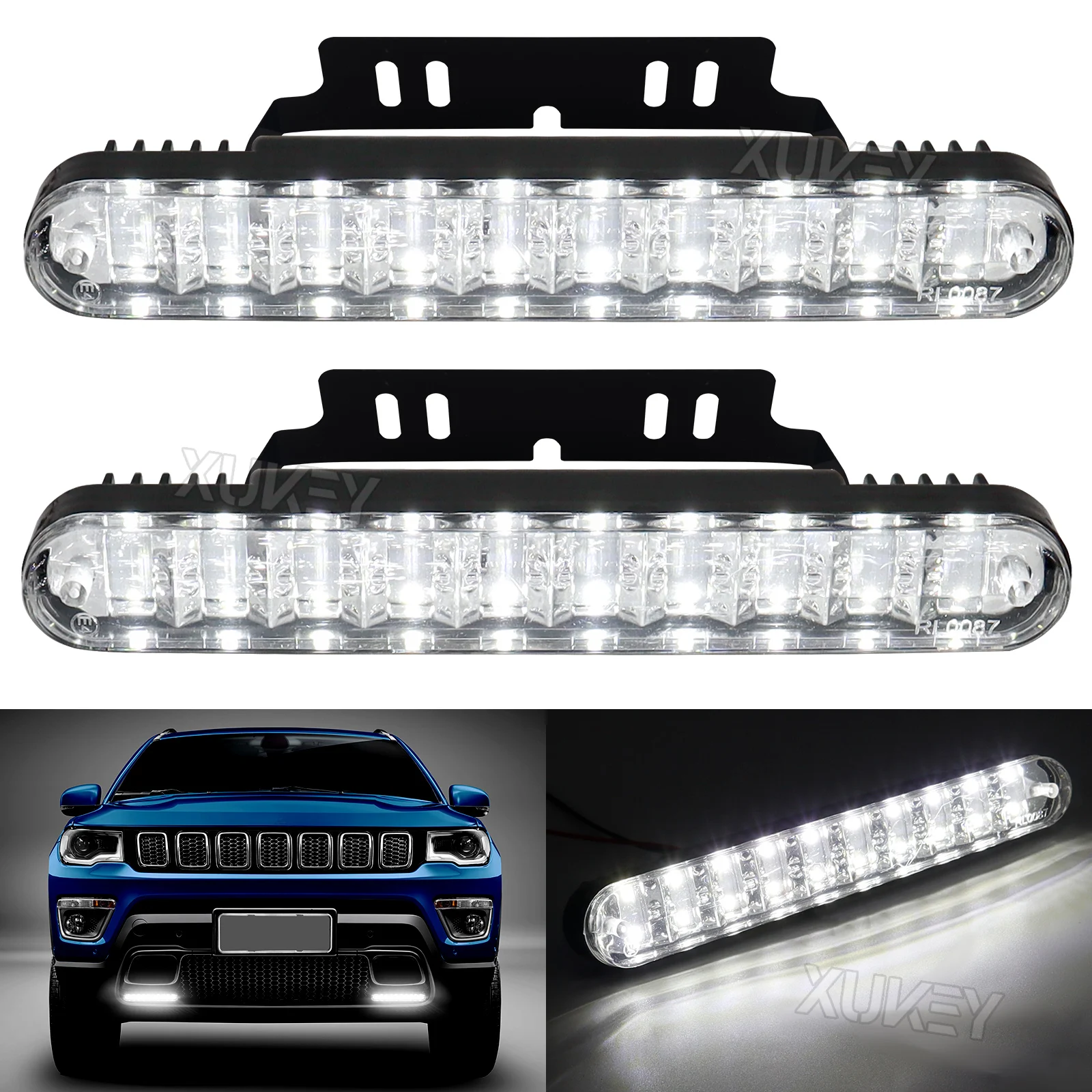 Pair-20-LED-White-12V-Car-Universal-Decorative-Light-Bar-DRL-Strip ...