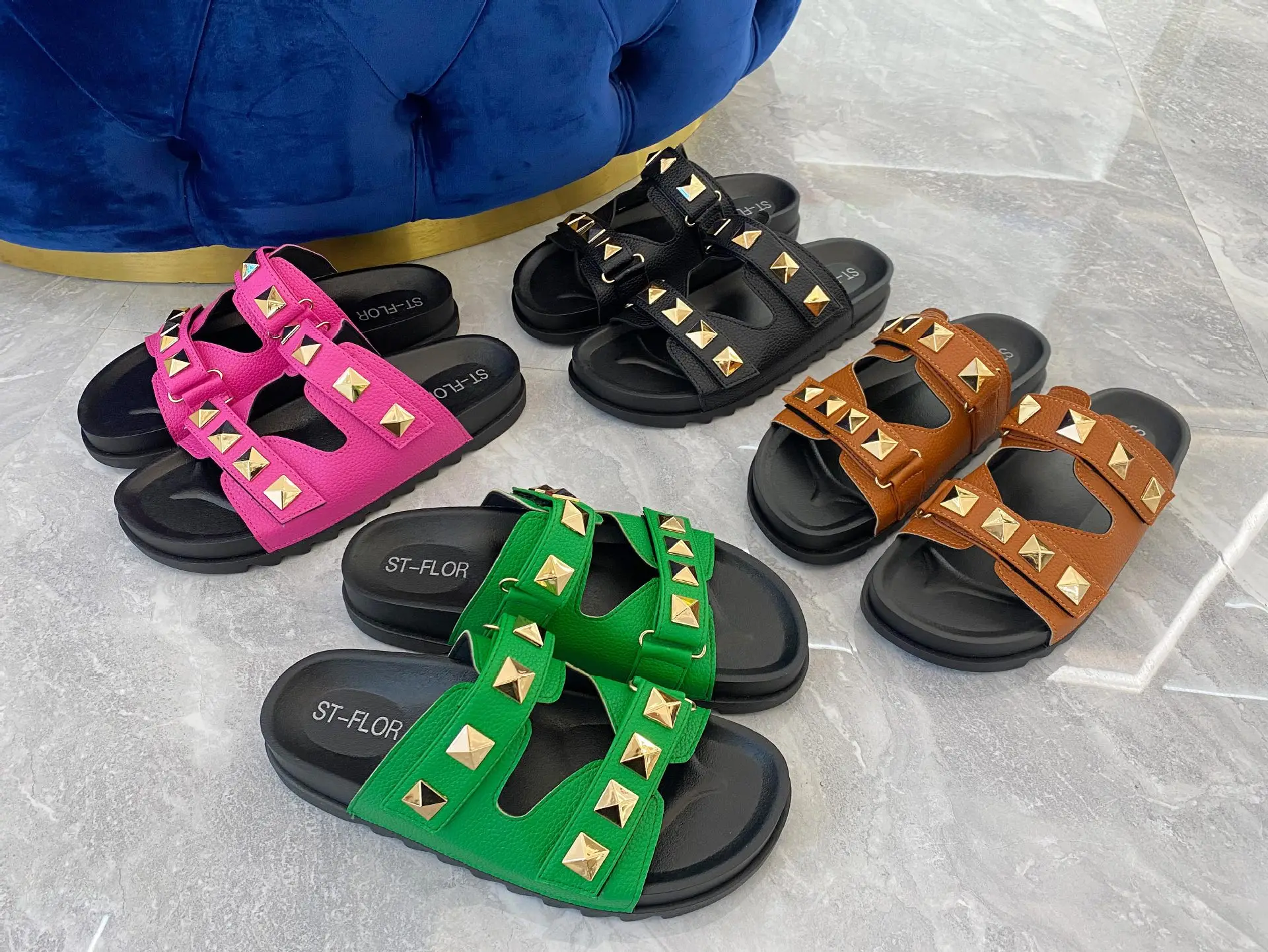 Zapatillas de suela gruesa antideslizantes para mujer, chanclas planas ...