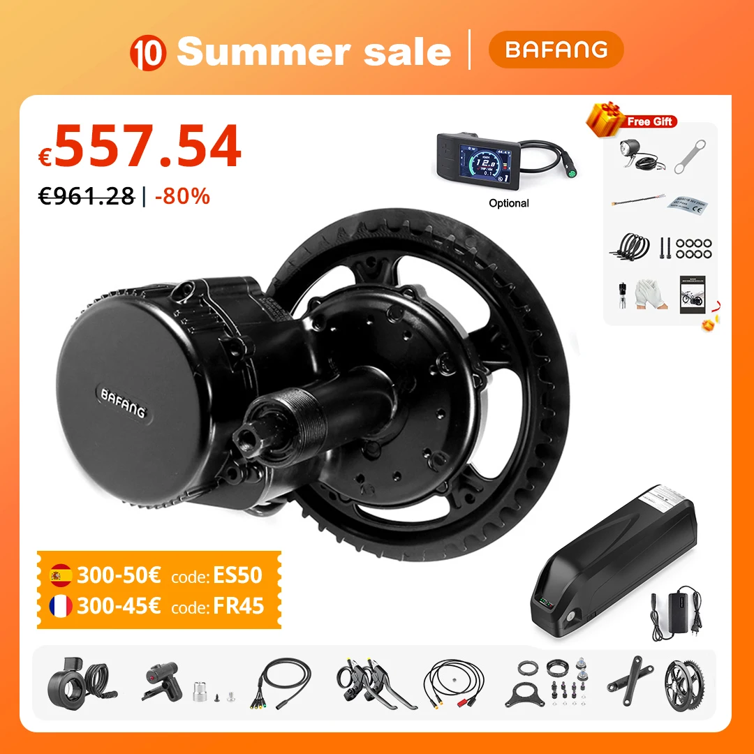 Bafang 1000W 750W 500W 250W silnik typu middrive 36V 48V 52V zestaw do konwersji roweru ...