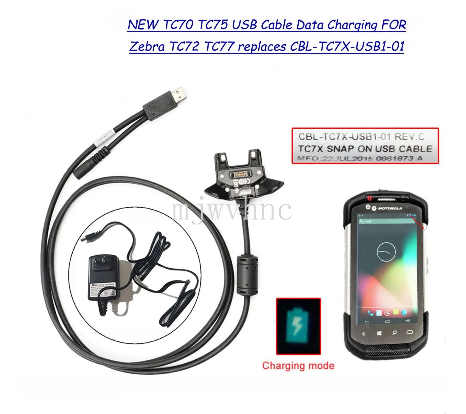 TC70 TC75 USB Cable Data Charging FOR Zebra TC72 TC77 Replaces CBL-TC7X ...