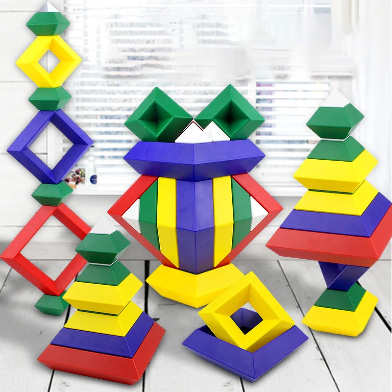 Kids-Square-Building-Block-Toy-Pyramid-3D-Puzzle-Toy-Toddler-Turret ...