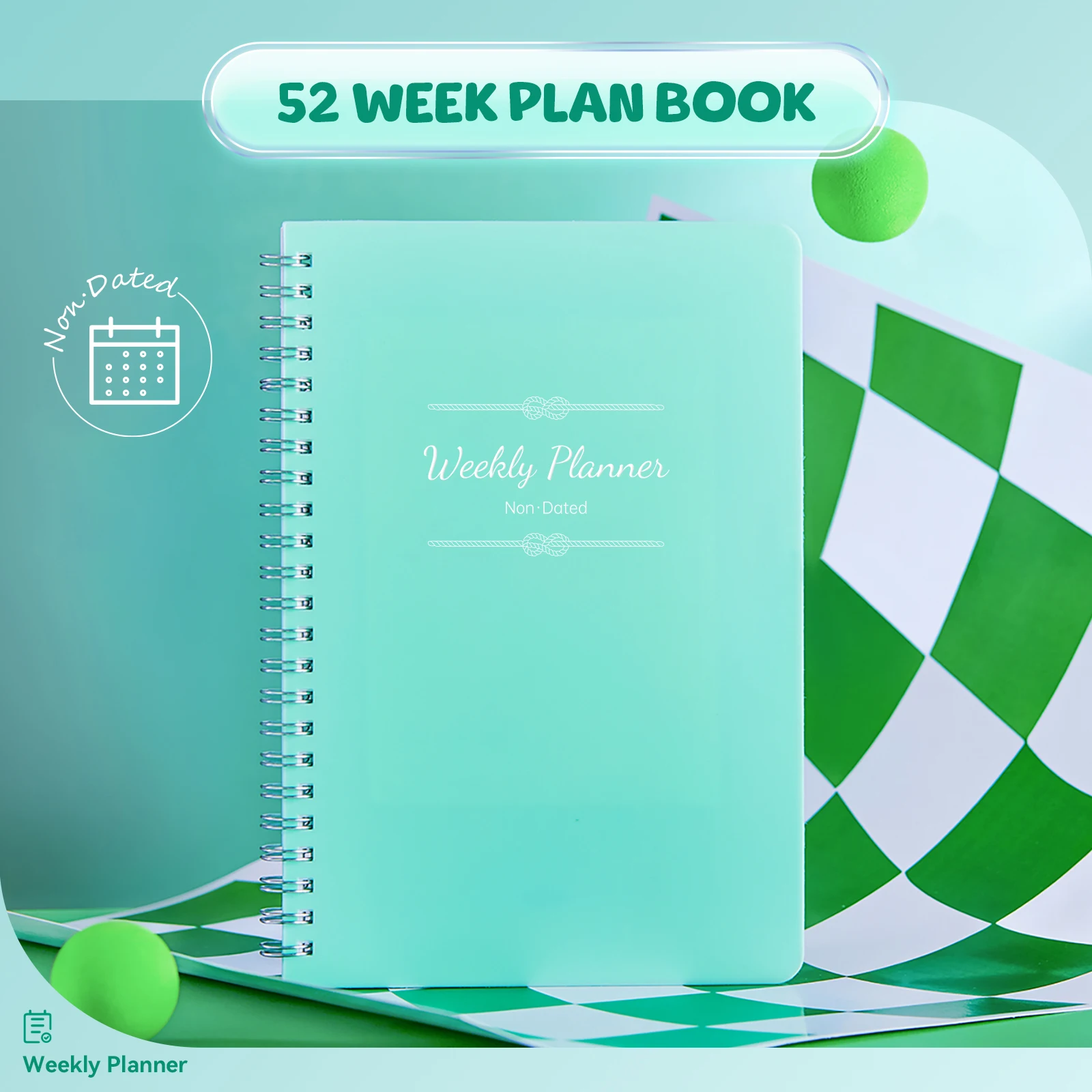 52 Weeks Weekly Planner A5 Notebook Undated Spiral Agenda Daily Student ...