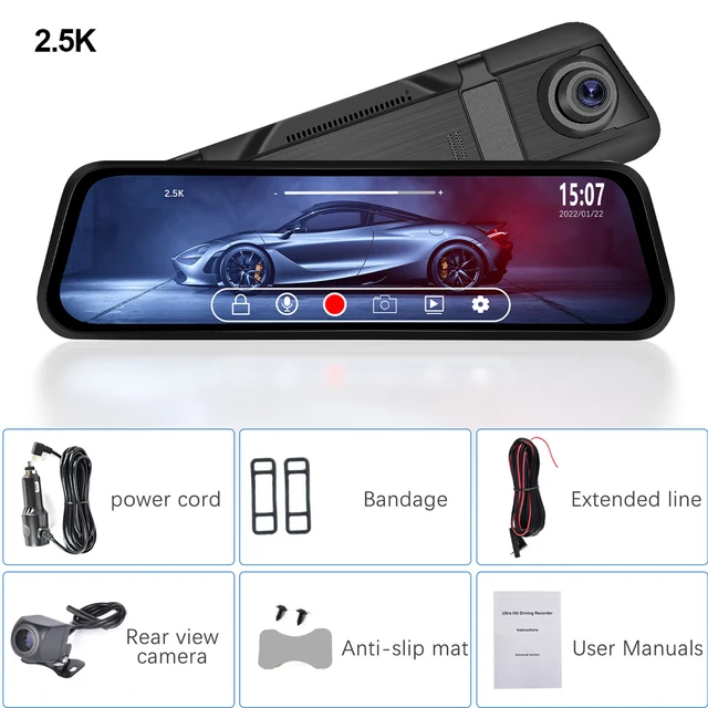 Podofo Dash Cam 4K CarPlay Mirror Monitor Android Auto Navigation Touch ...