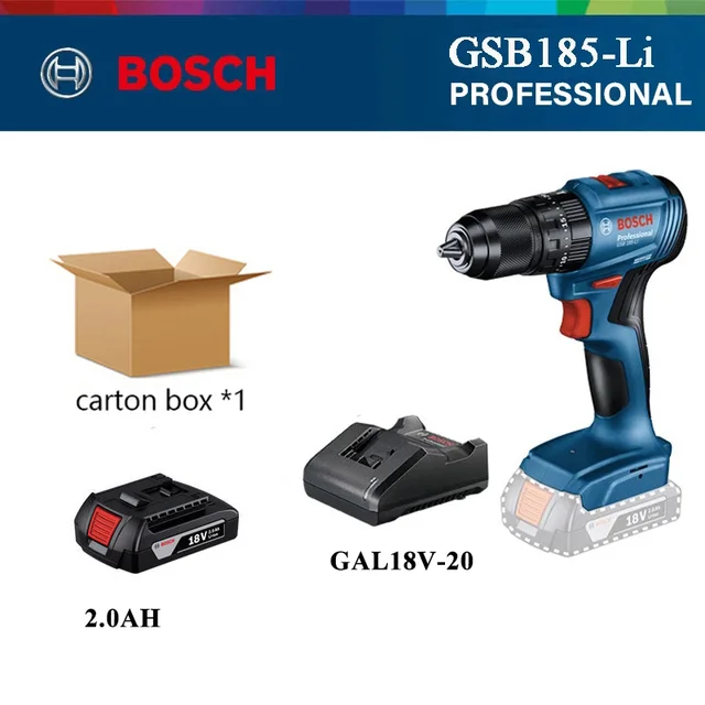Bosch Brushless Cordless Impact Drill GSB 185-Li Electric Screwdriver ...