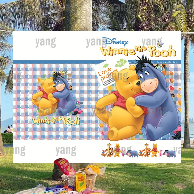 Custom Winnie Bear Disney Blue Newborn Baby Party Background Banner ...