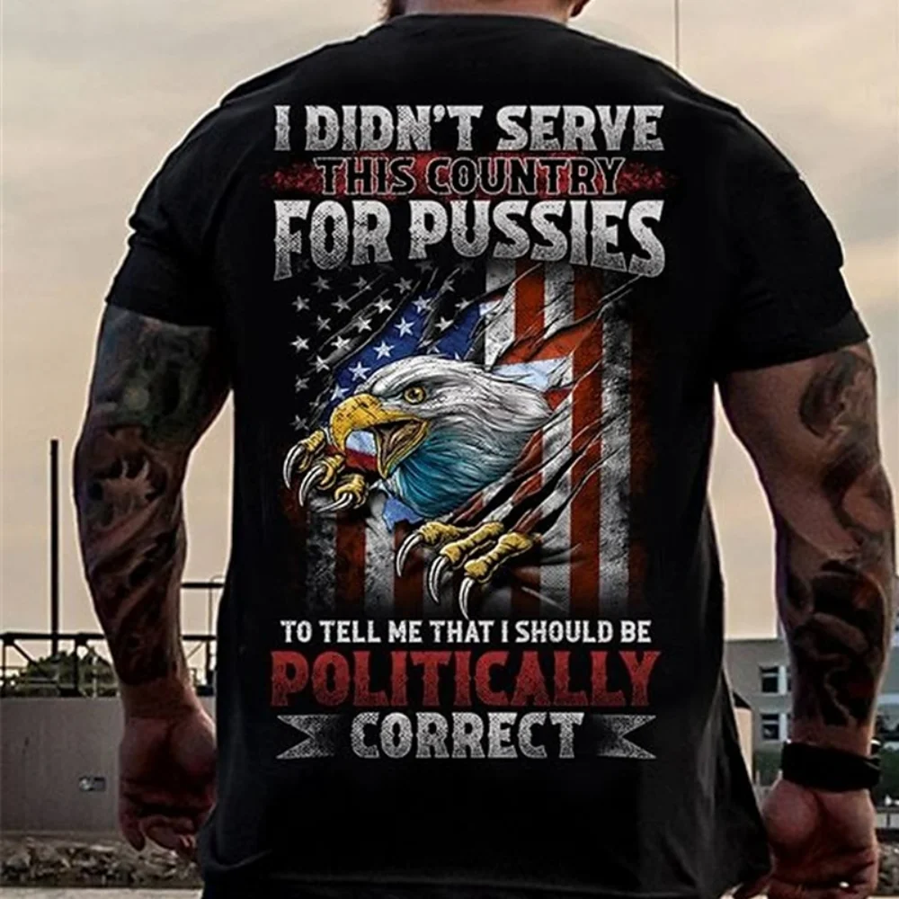 Camiseta Vintage Eagle masculina, Tops de manga curta, roupa gráfica da ...