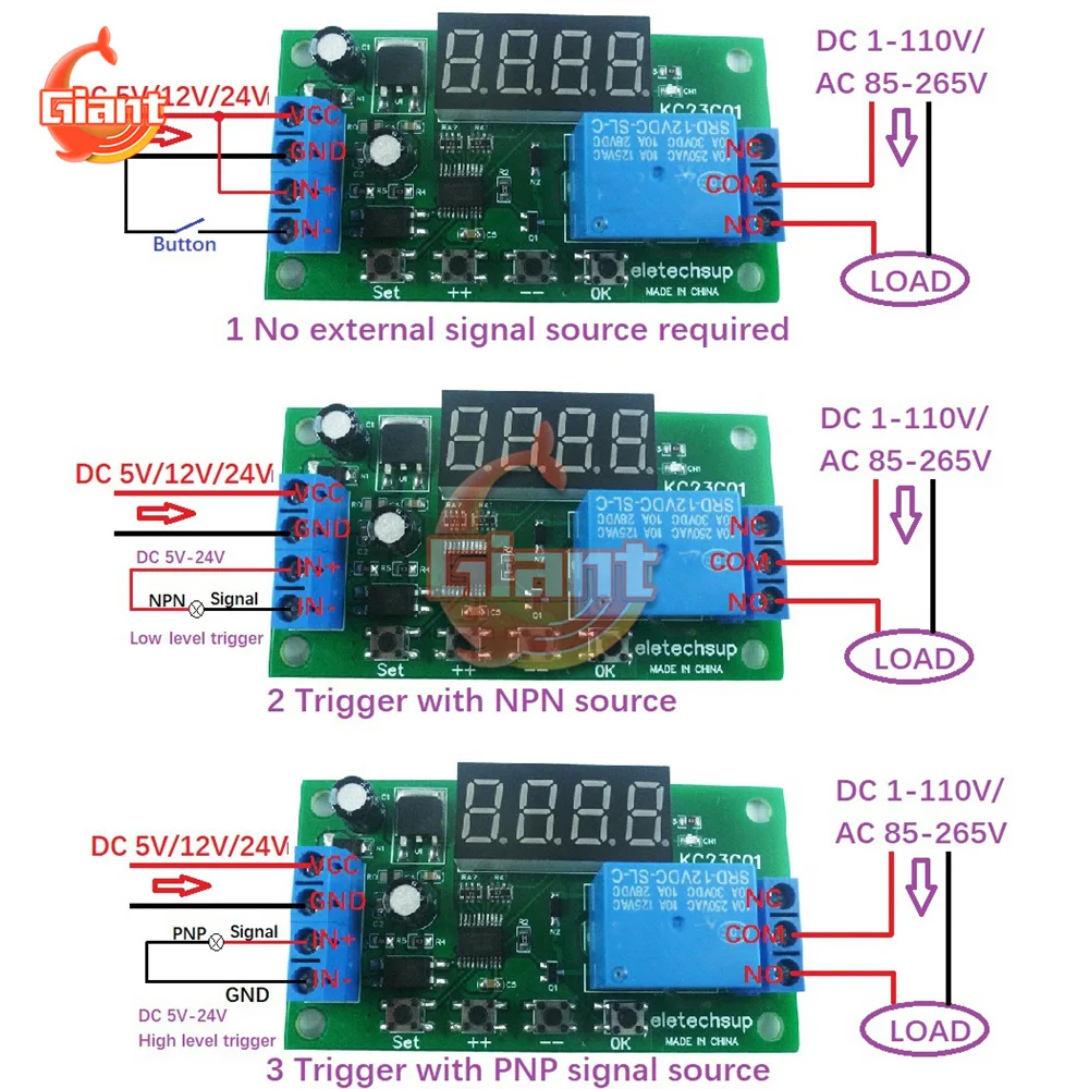 Delay Relay Board 1-Channel Multi-function Pulse Counter Switch ...