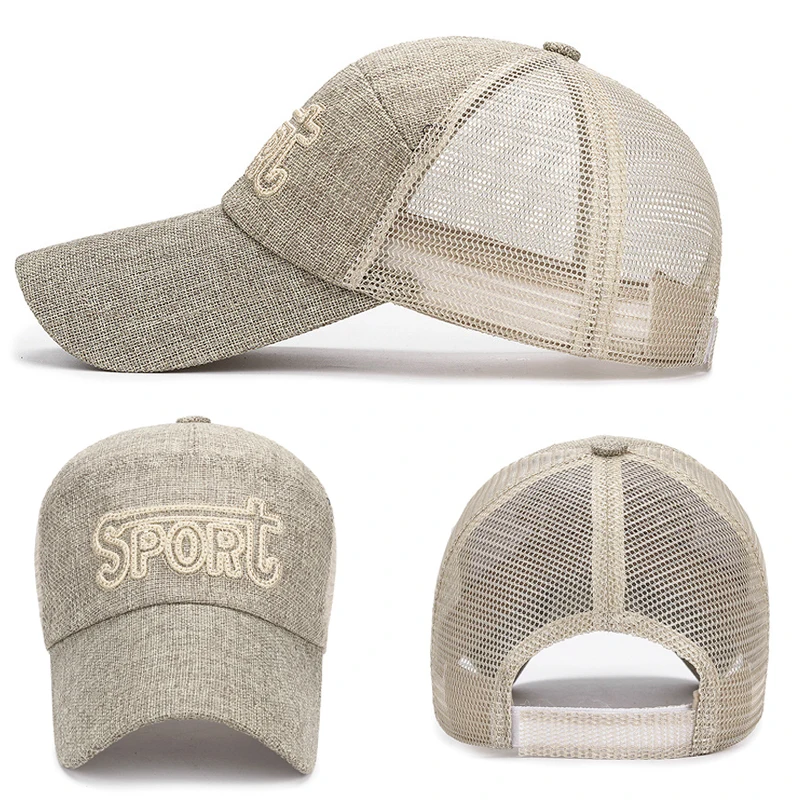 Casual Grey Mesh Baseball Cap Long Brim Cap Sunscreen Hat Peaked Cap ...