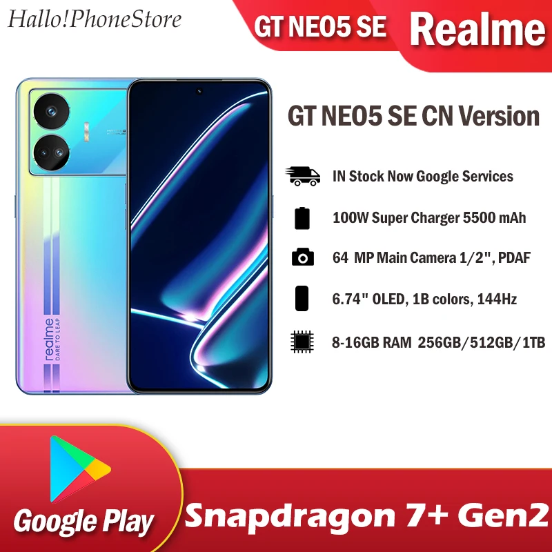 Realme GT NEO5 SE 5G smartphone Snapdragon 7 + Gen 2 google play NFC 100W FlashCharger 5500mAh 6 ...