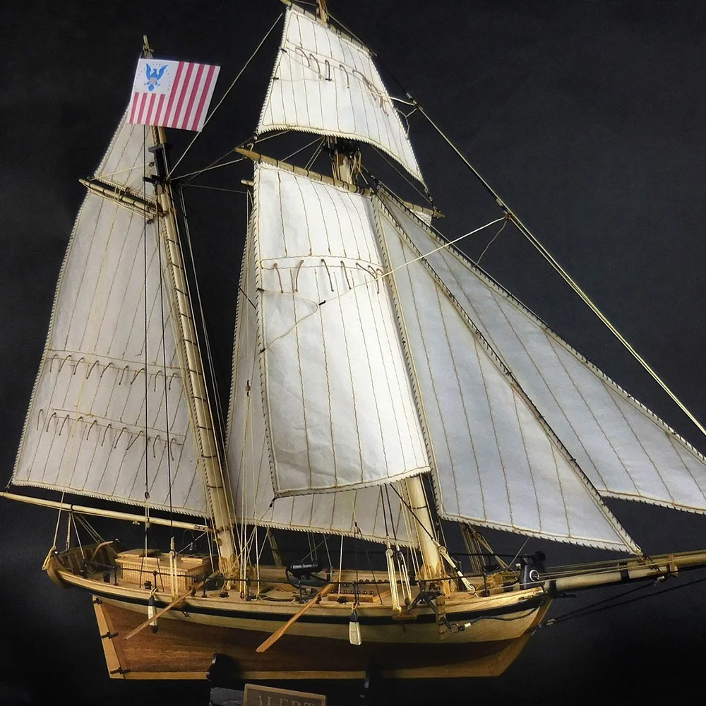 1-50-Ship-Model-ALERT-American-Anti-smuggling-Speedboat-Wooden-Sailboat ...