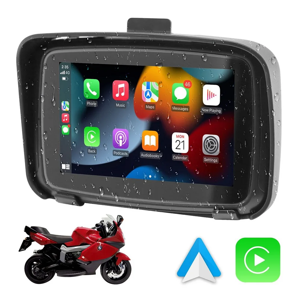 5-Inch-Motorcycle-Bike-Carplay-Android-Auto-Screen-Waterproof-Wireless ...