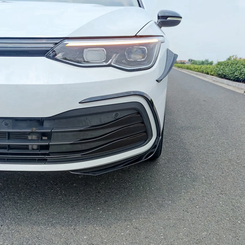 Car Glossy Black Front Bumper Spoiler Lower Grille Fog Light Eyebrow ...