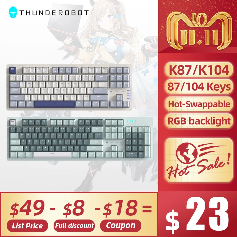 THUNDEROBOT-Mechanical-Gaming-Keyboard-Red-Brown-Switch-Hot-Swappable ...