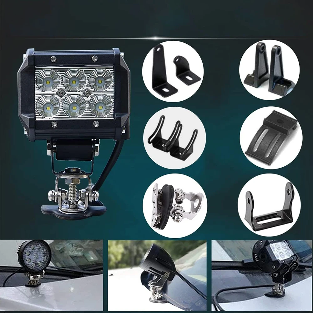 1/2Pcs LED Work Light Clamp Holder Hood LED Work Light Mount Bracket ...