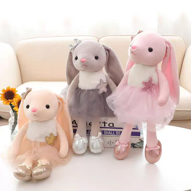 Kawaii Ballet Rabbit Plush Toy Soft Stuffed Animal Cute Long Ear Bunny ...