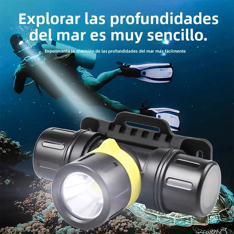 Linterna frontal LED profesional para buceo, 1000LM, 50M, bajo el agua ...