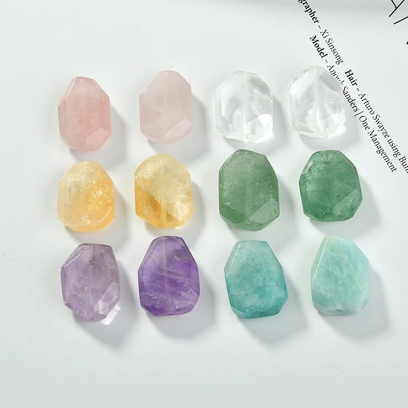 Irregular Natural Stone Bead Facet Gemstone Bead Rose Quartz Amethyst ...