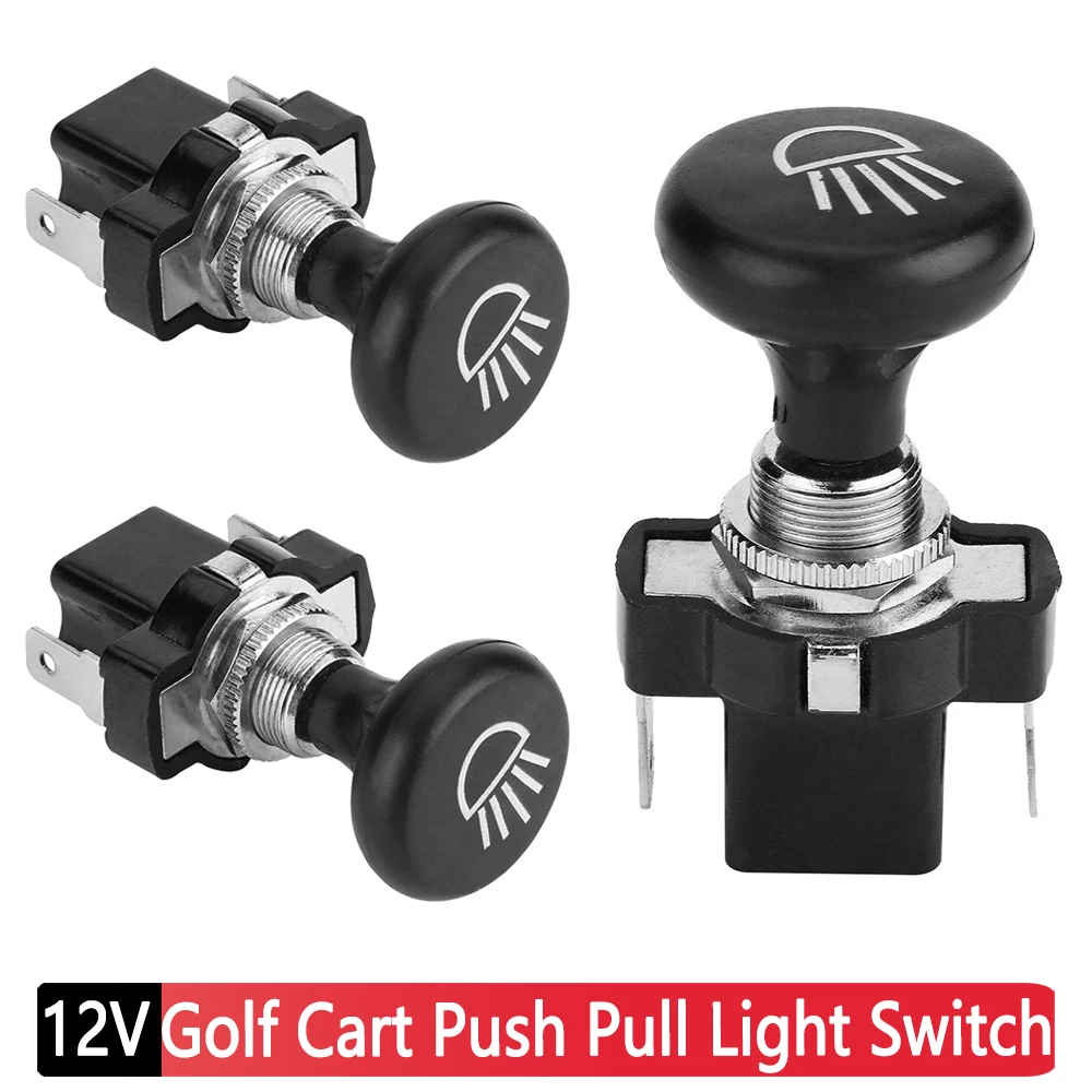 12 Volt Universal Headlight Switch Button Car Auto Golf Cart Headlight Push Pull Light Switch ...