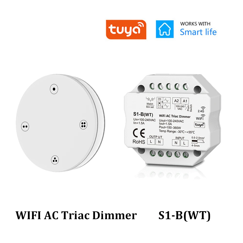 110V 220V 230V Smart Life WiFi AC Triac Dimmer Push Switch Light ...