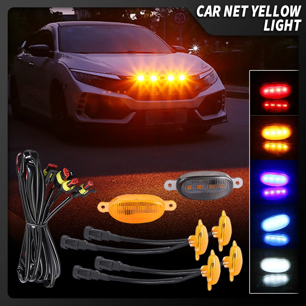 3pcs General 12v Led Car Drl Front Grille Lights Strobe Running Lamps ...