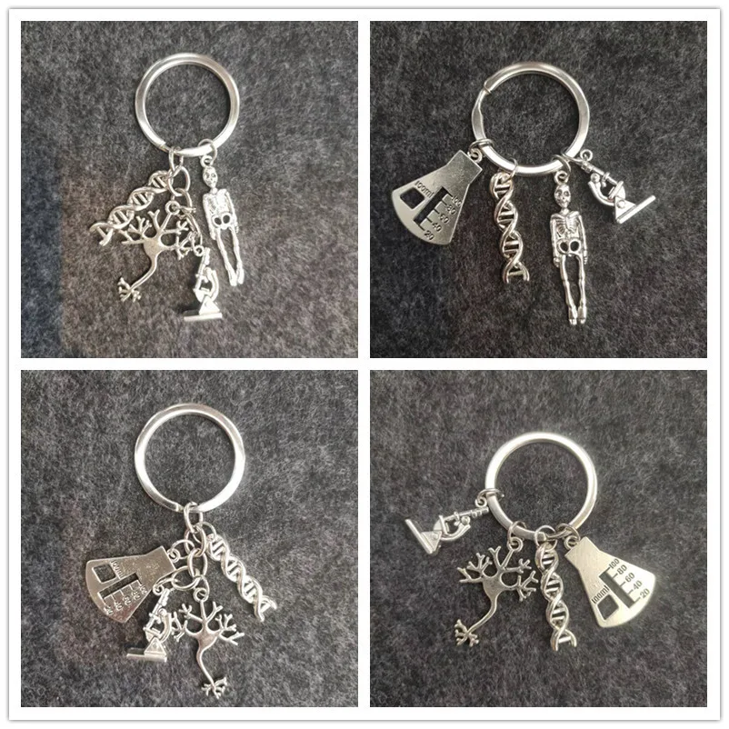 Microscope-DNA-Neuron-Human-Skeleton-Science-Key-Chain-Neuroscience ...