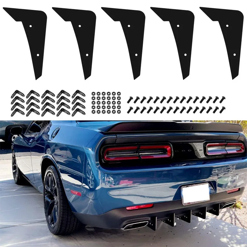 YMT Rear Diffuser V3 5 Fins Set Compatible with Dodge Challenger SXT, RT, Hellcat 2015-2022 Rear ...