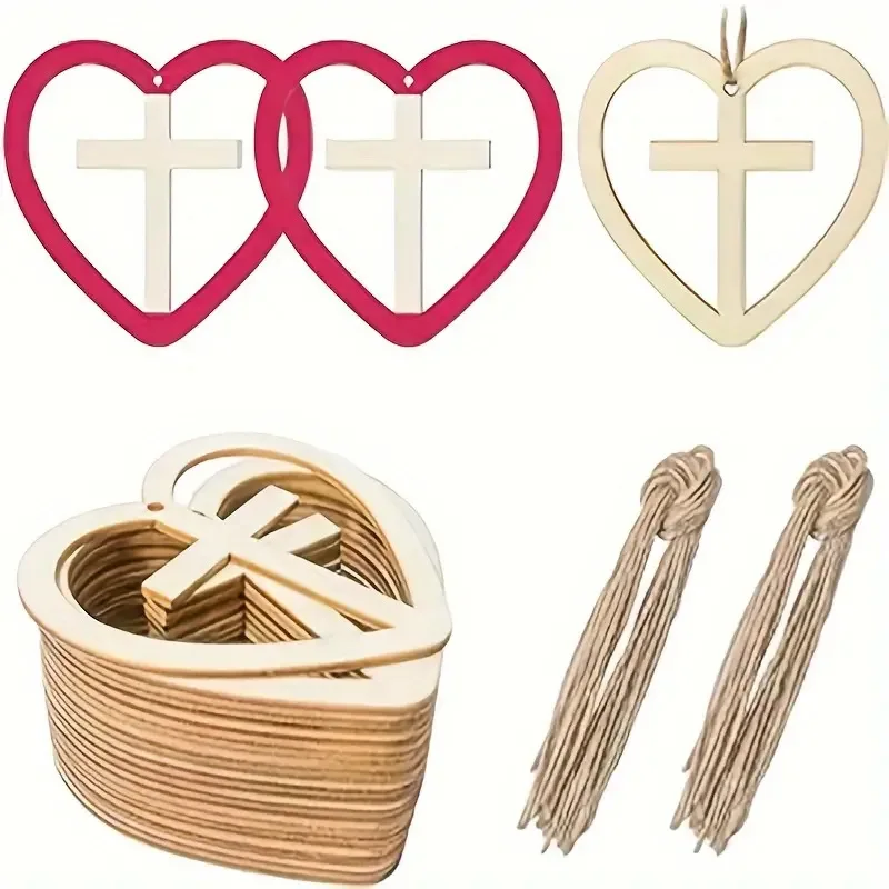 10pcs-Wooden-Heart-Shape-Crafts-Blank-Wood-Cross-with-Twines-Art ...
