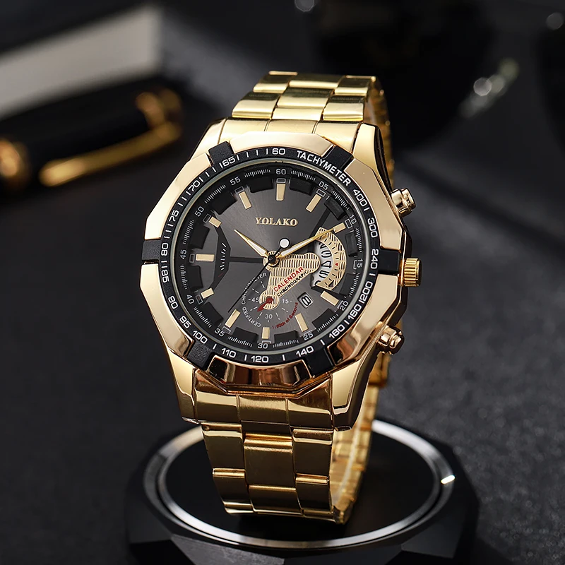 Reloj-de-cuarzo-con-esfera-grande-para-hombre-cron-grafo-de-pulsera-de ...